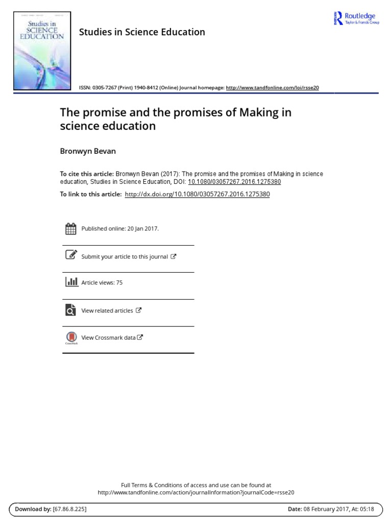 The Promise and The Promises of Making in Science Education | PDF ...