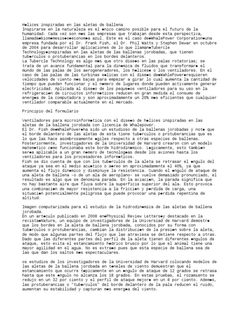 Helices Inspiradas en Las Aletas de La Ballena Jorobada | PDF | Turbina ...
