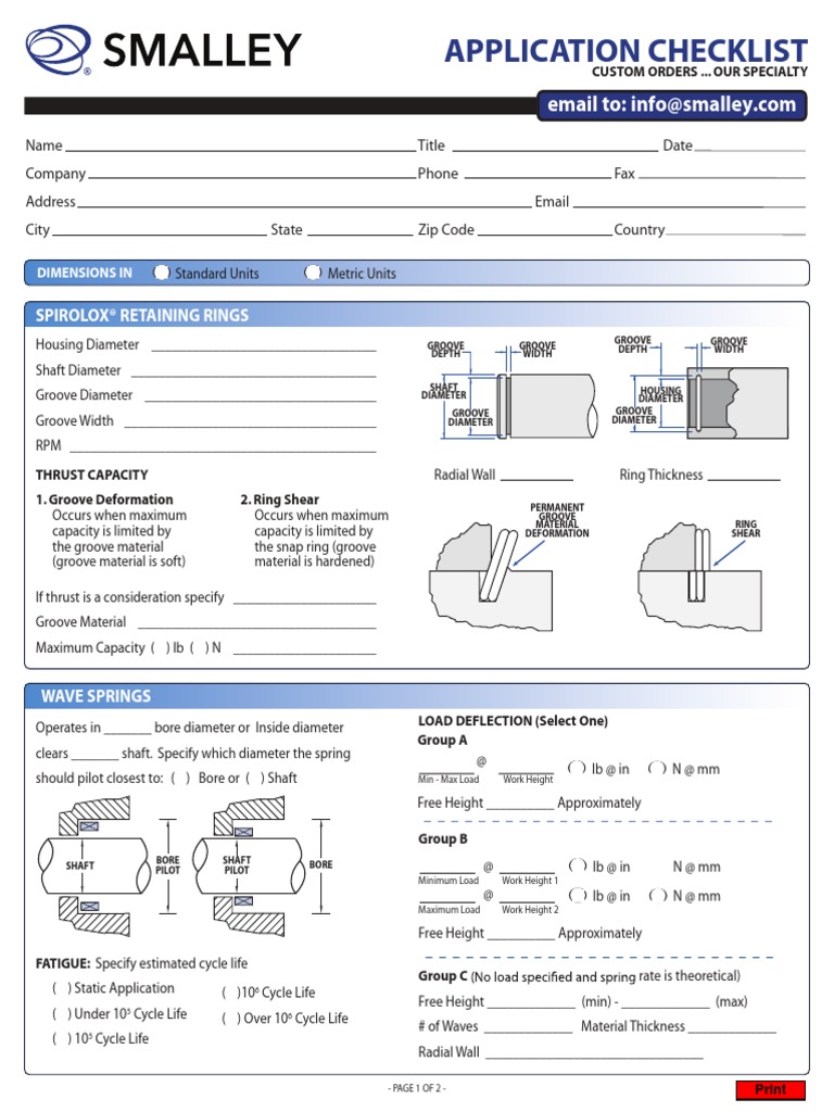 Application Checklist: Spirolox® Retaining Rings | PDF | Stainless ...