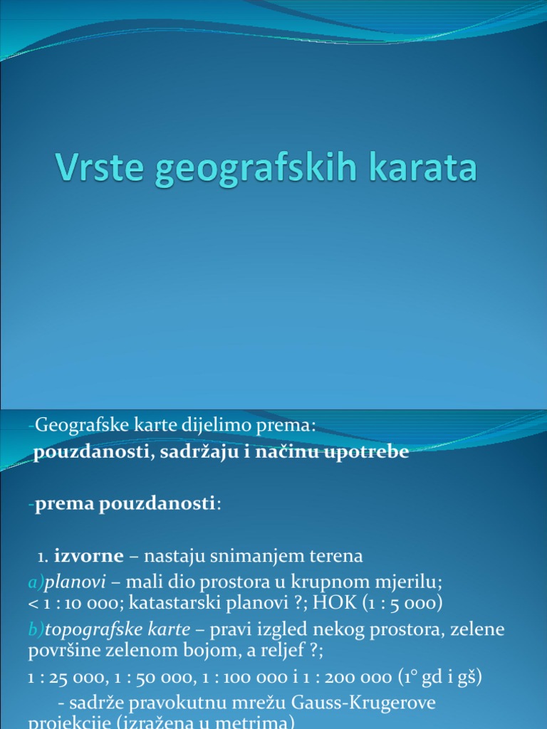Vrste Geografskih Karata | PDF