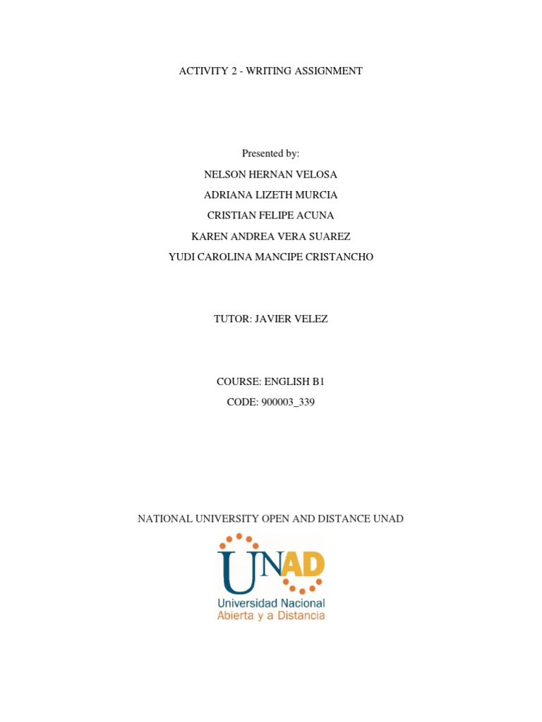 ACTIVITY 2 Writing Assignment | PDF | Language Arts & Discipline | Wellness