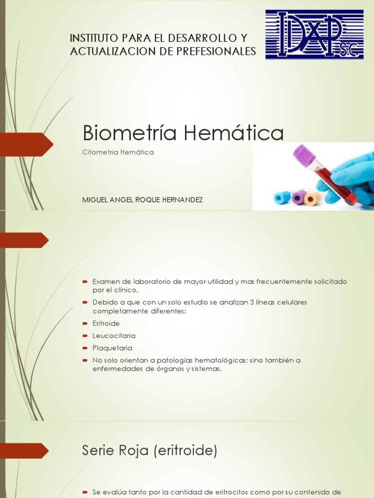 Biometría Hemática: Instituto para El Desarrollo Y Actualizacion de ...