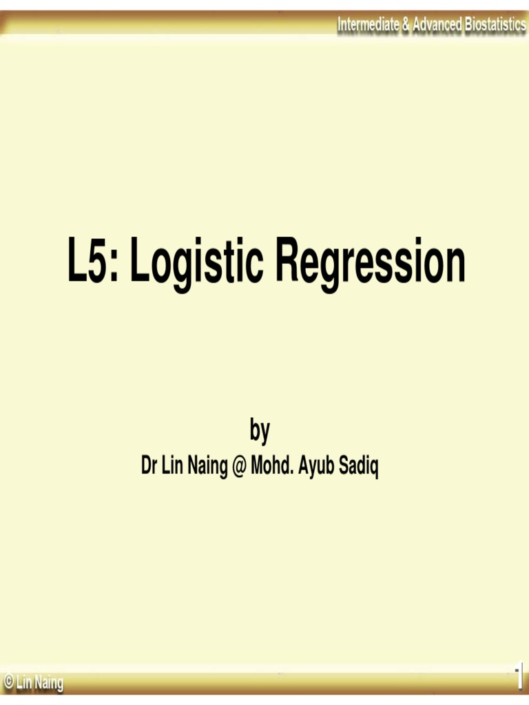 L5 Logistic Regression (2011) | PDF | Logistic Regression ...
