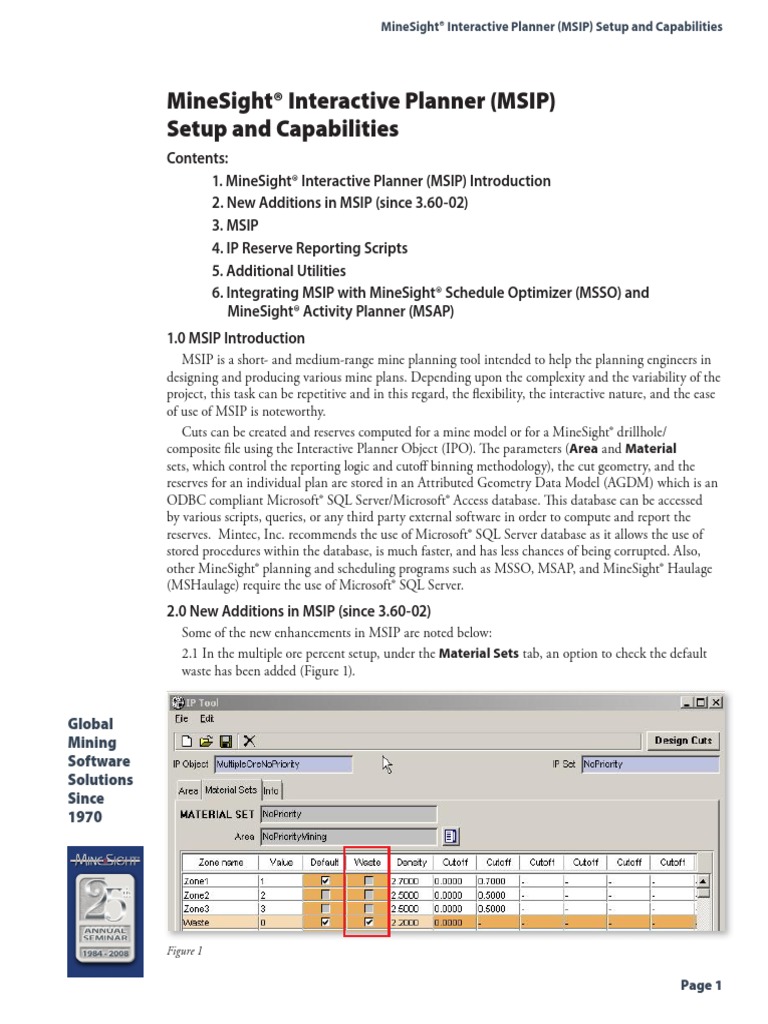 Minesight® Interactive Planner (Msip) Setup and Capabilities | PDF | Microsoft Sql Server ...