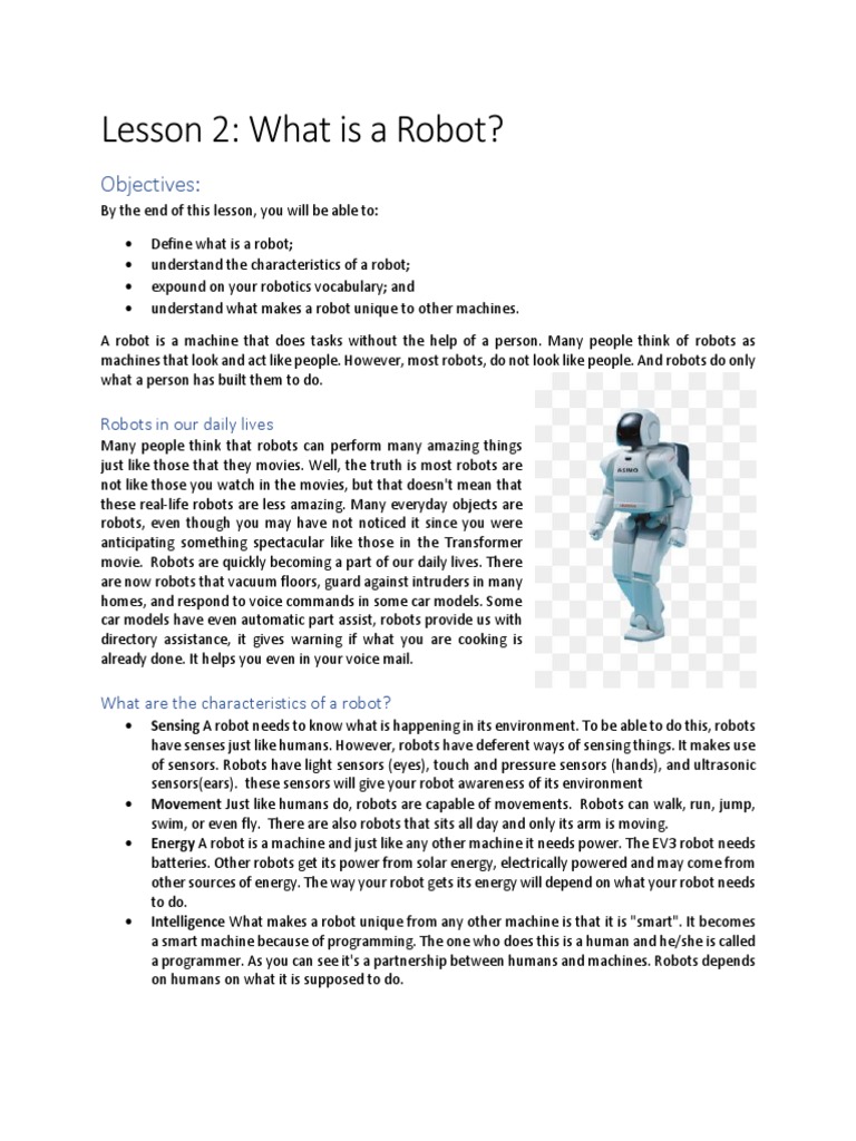 Lesson 2 Robotics | PDF | Robot | Robotics