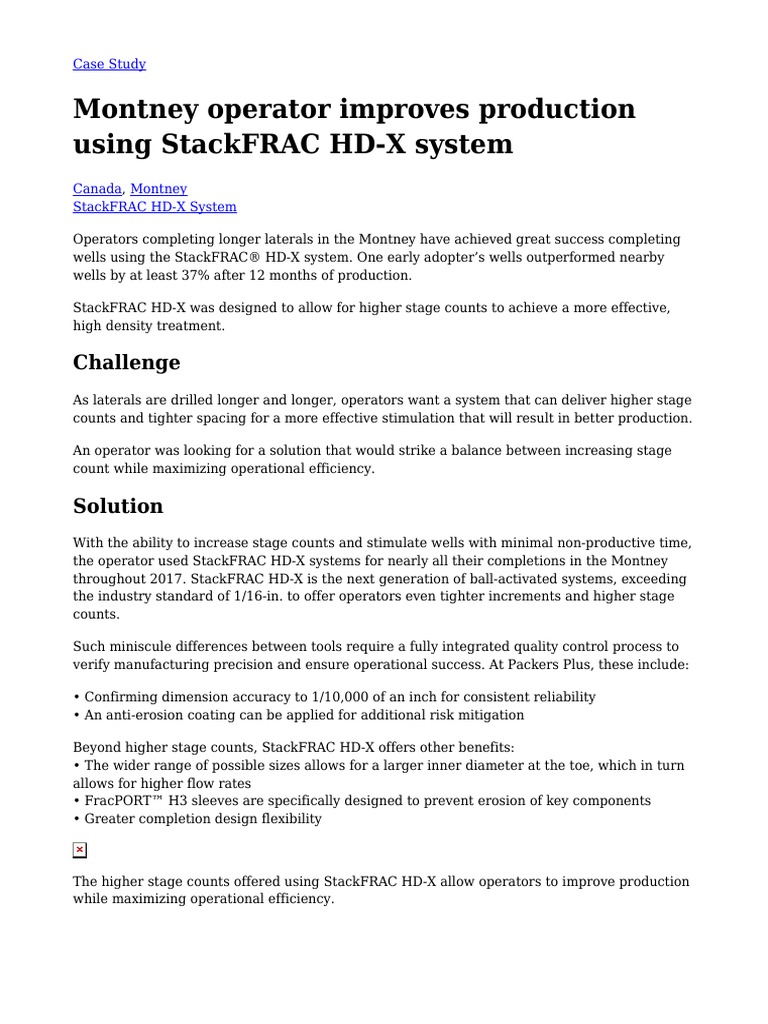 Montney Operator Improves Production Using Stackfrac HD X System PDF | PDF | Reliability ...