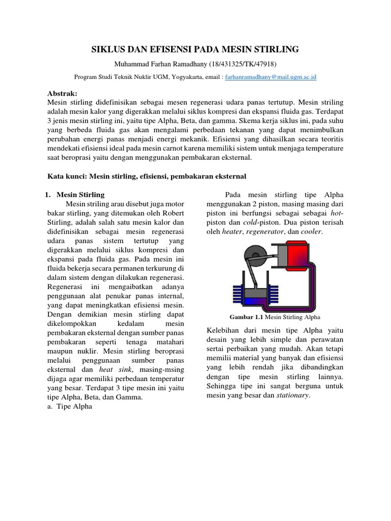 Siklus Dan Efisensi Pada Mesin Stirling | PDF