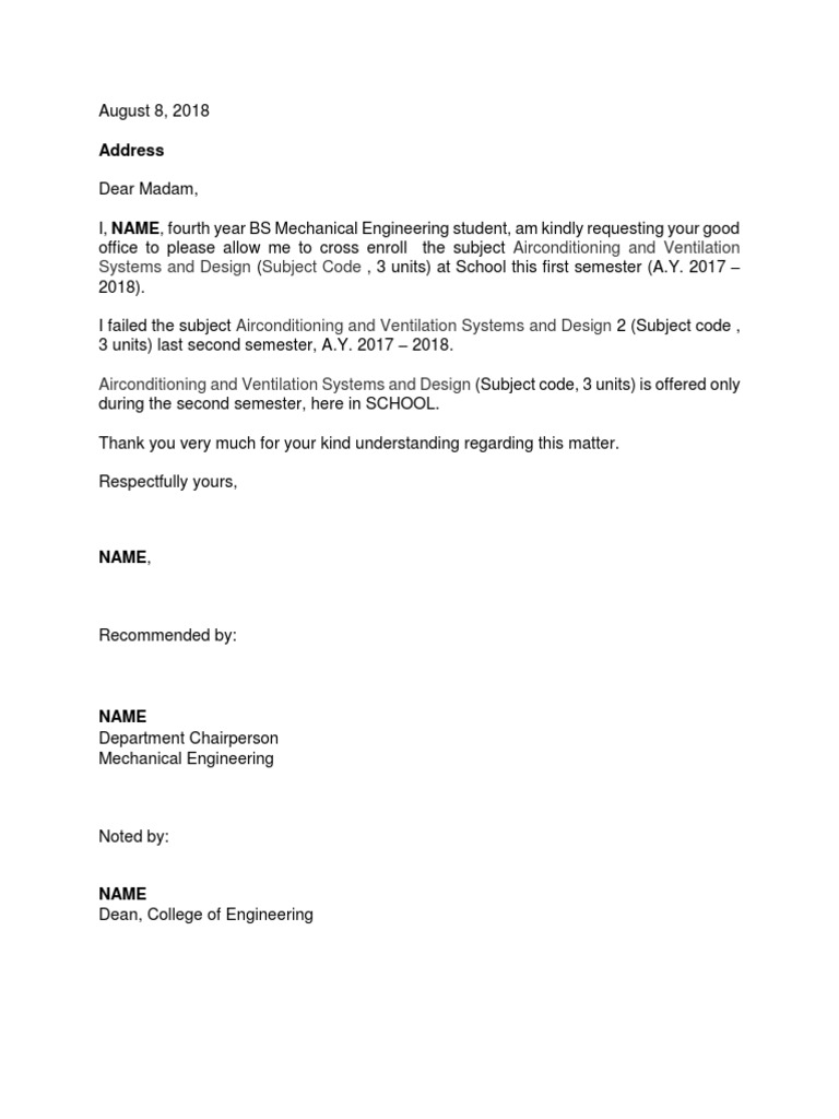 Cross Enrollment Request for Course | PDF