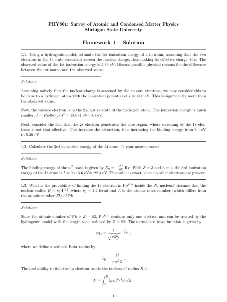 PHY801HW1S | Download Free PDF | Wave Function | Scientific Theories