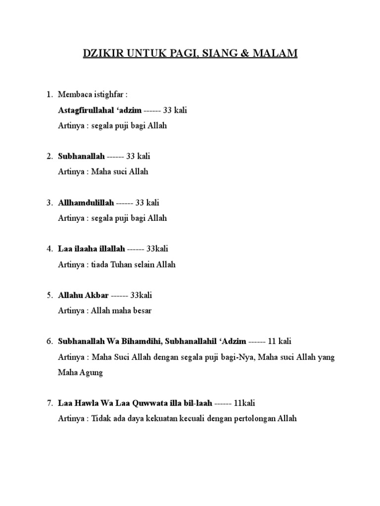 Dzikir & Doa Harian Islami | PDF | Kesehatan Holistik