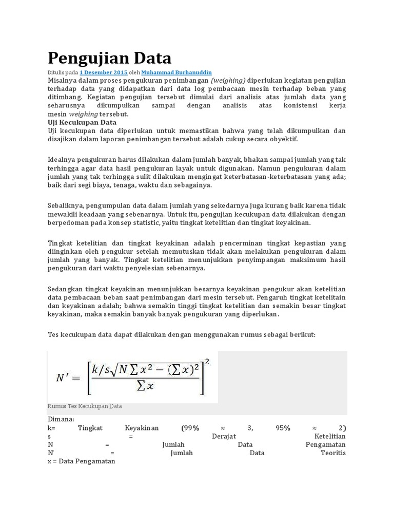 Pengujian Kecukupan & Keseragaman Data | PDF | Metode & Bahan Ajar