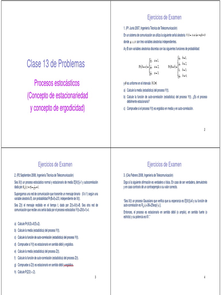 Ejercicios de Procesos Estocásticos | PDF | Media | Variable aleatoria