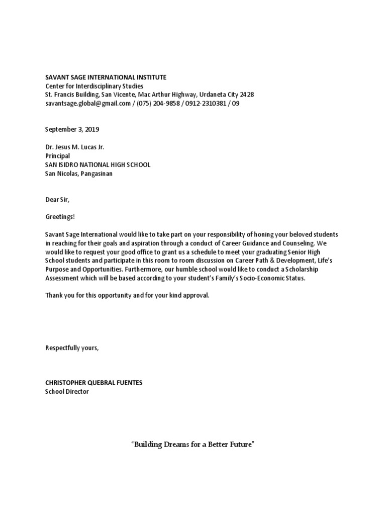 School Coordination Letter | PDF