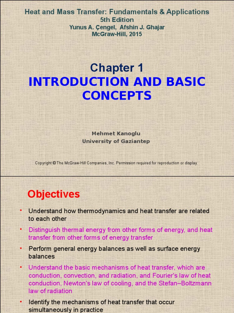 Introduction and Basic Concepts: Heat and Mass Transfer: Fundamentals ...