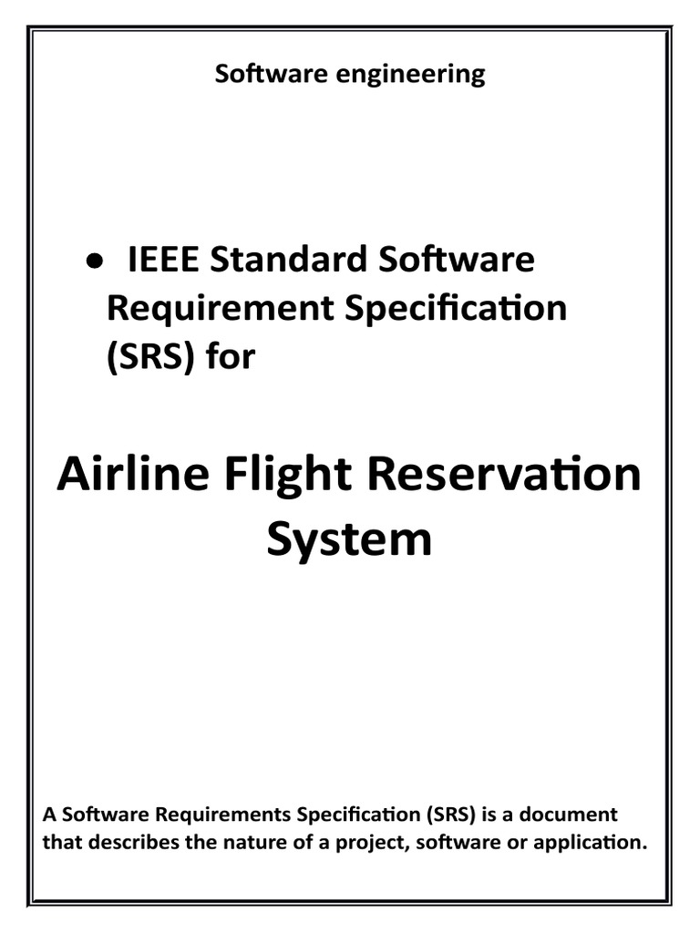 Developing an Airline Reservation System: A Software Requirements ...