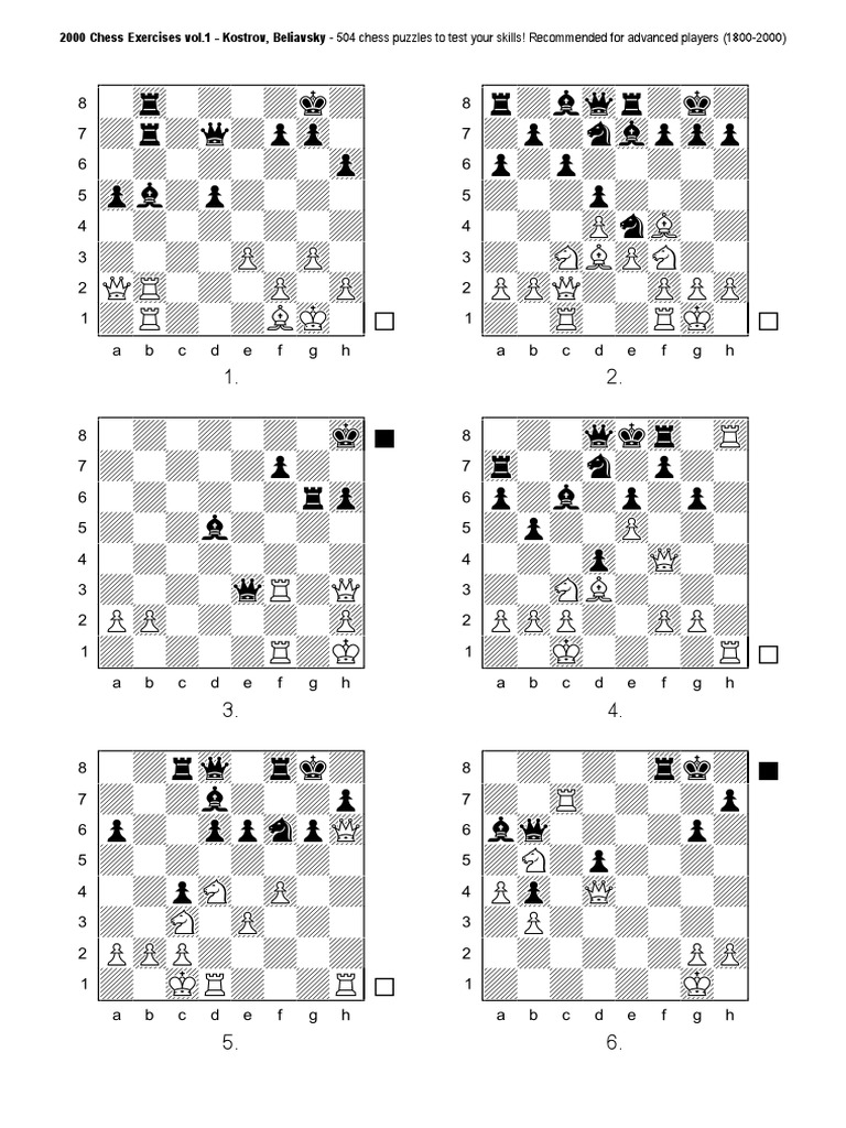 2000 Chess Exercises Vol.1 - Kostrov, Beliavsky - 504 Chess Puzzles To ...