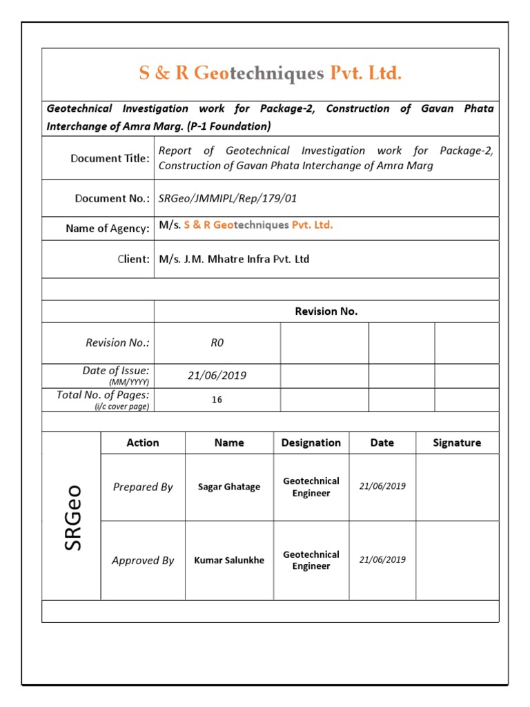 JMMIPL BH-01 Interchange SI Report 21.6.19 | PDF | Deep Foundation ...