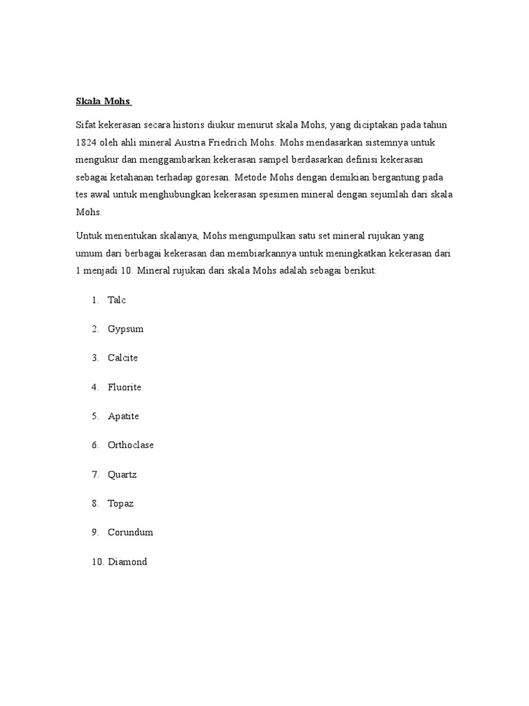 Skala Mohs | PDF | Teknologi & Rekayasa