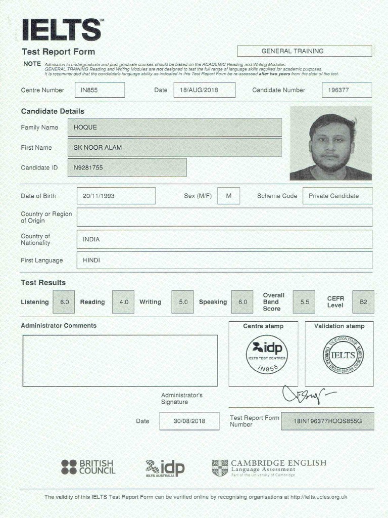 Ielts Score Card PDF | PDF