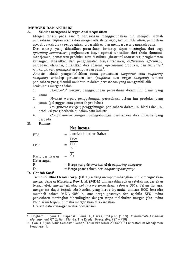 Panduan Merger dan Akuisisi Perusahaan | PDF