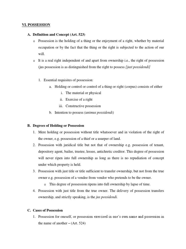 Rights of Possession: Definitions, Concepts, Degrees, Cases ...