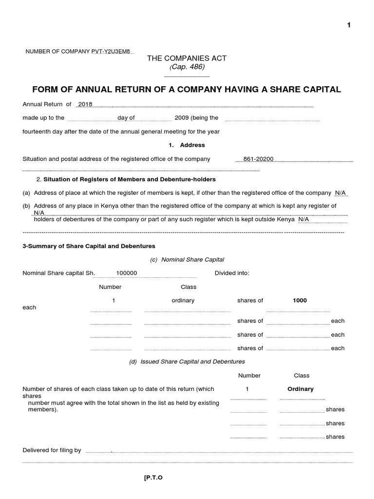 Annual Return for Shareholders | PDF | Corporations | Business Law