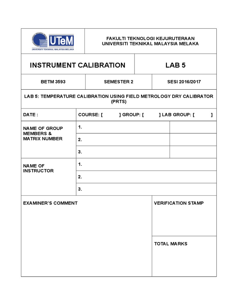 Lab 5 - Thermocouple Temperature Calibration (PRTS) | PDF | Calibration ...