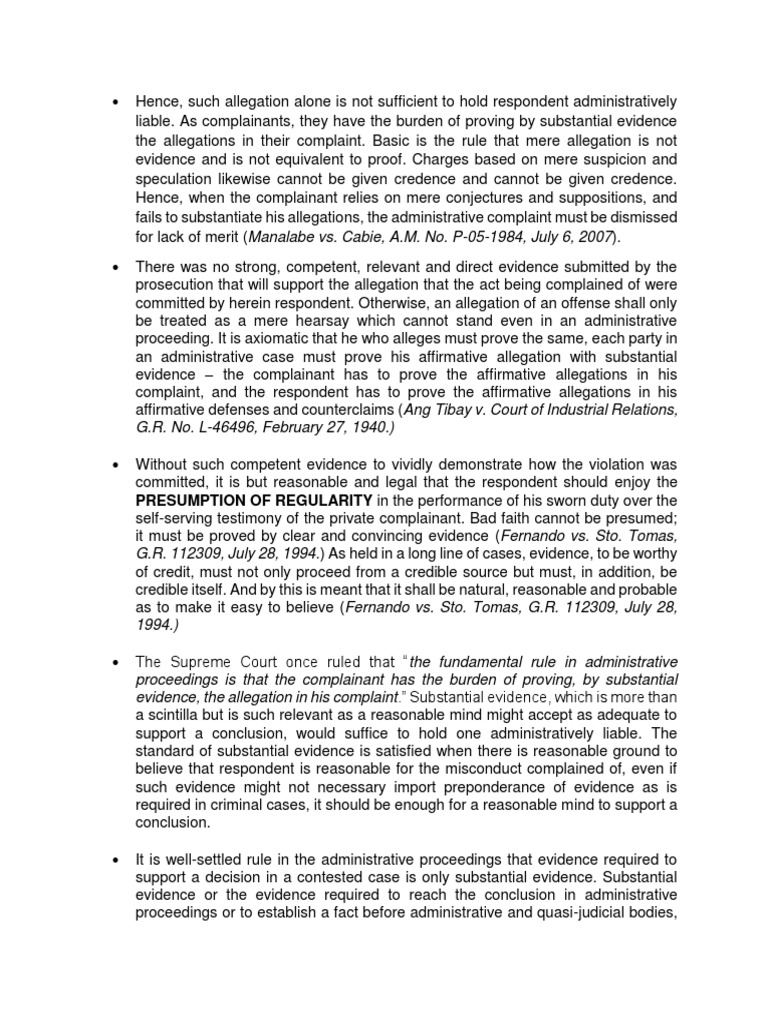 Burden of Proof in Administrative Cases | PDF | Evidence | Burden Of ...