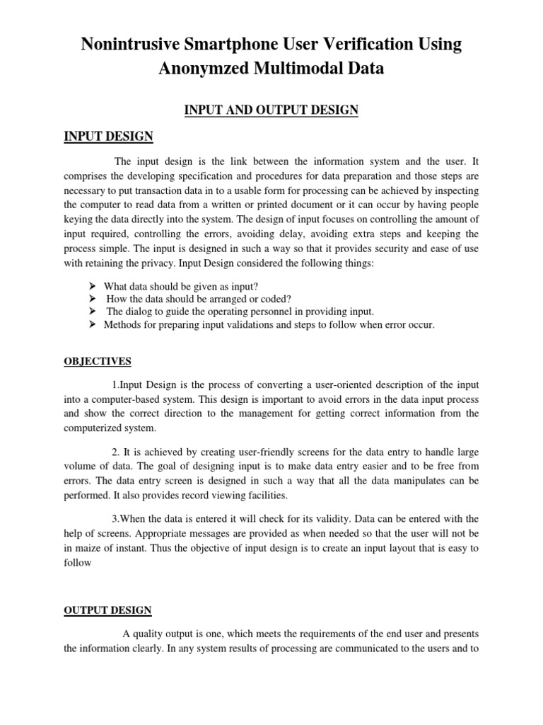 Input and Output Design Overview | PDF | Input/Output | Usability