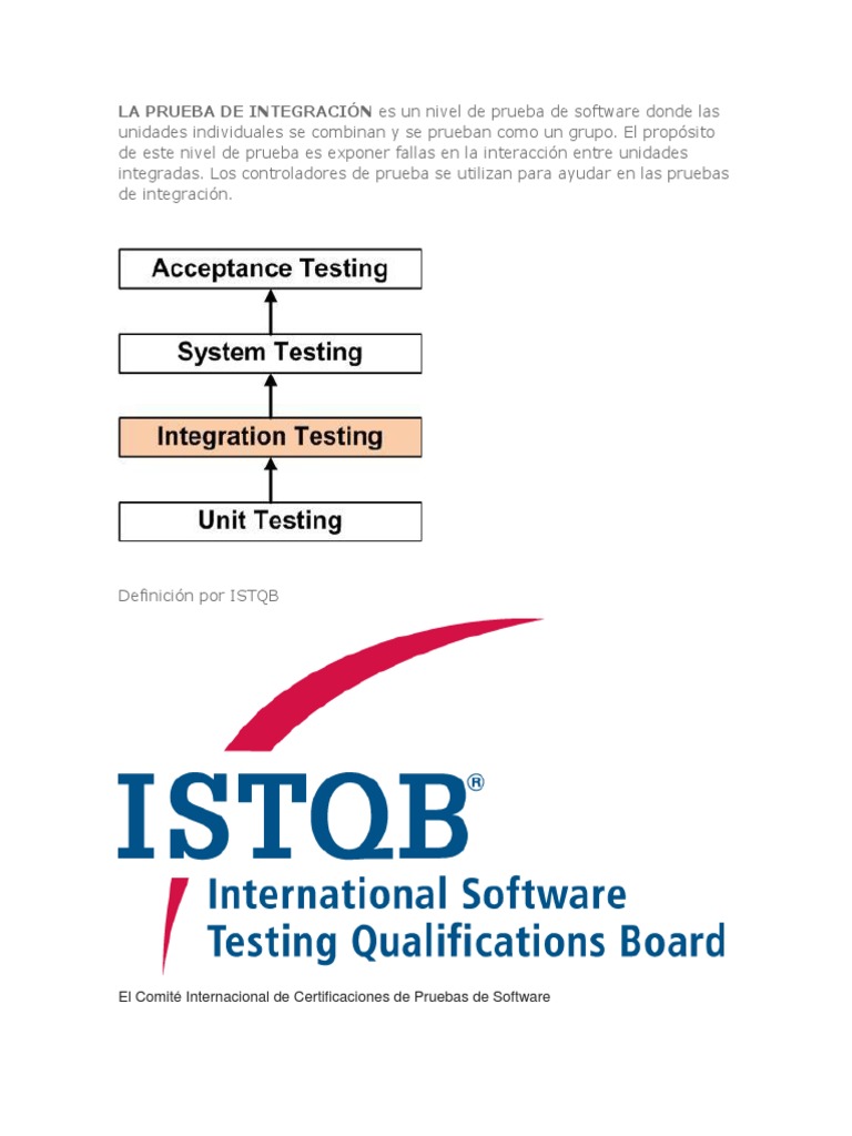 Pruebas de Integración | PDF | Ingeniería de Sistemas | Software