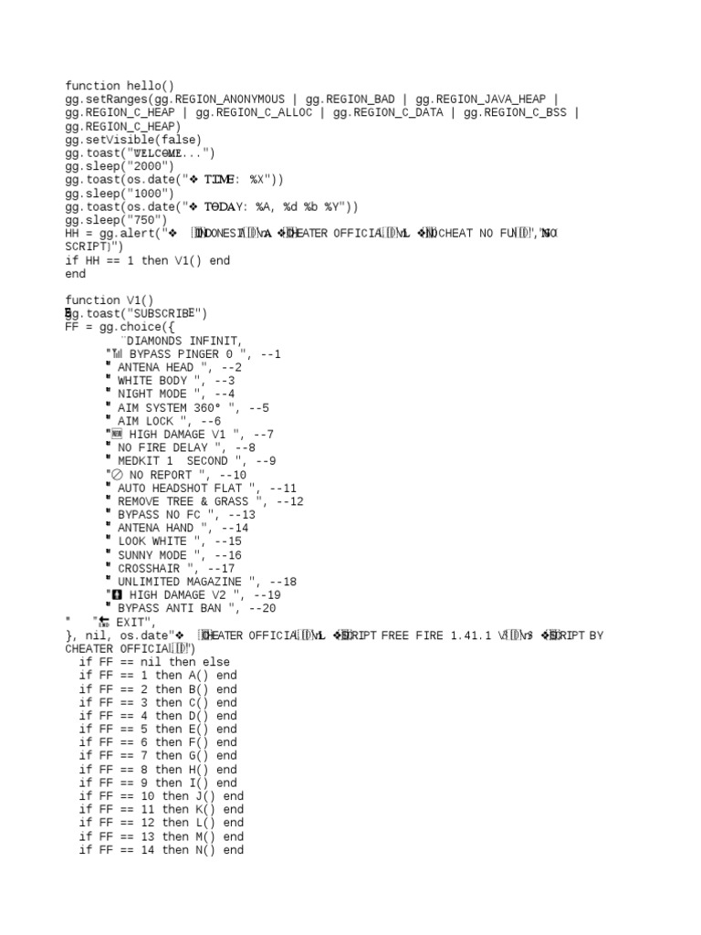 SCRIPT FREE FIRE 1.41.1 V3 (1) .Lua | PDF | Ethanol Fuel