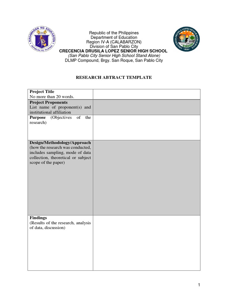 Research Abstract Template by Sir Romel Ladislao | PDF