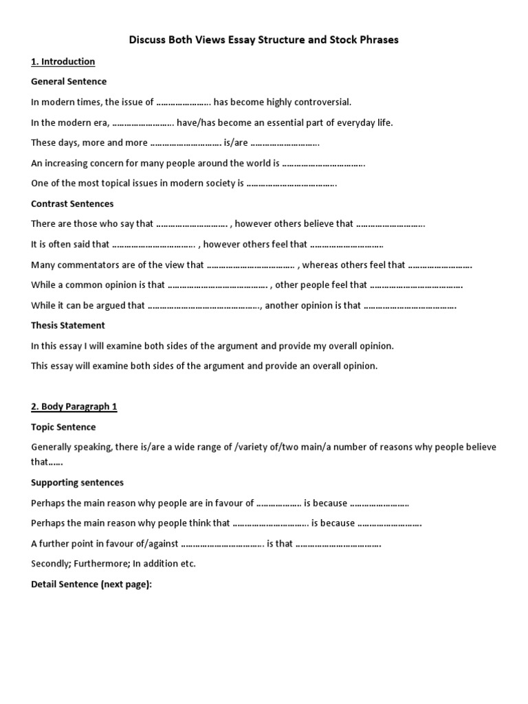 DBV Structure and Stock Phrase Template | PDF | Essays | Reason