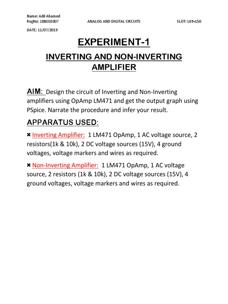 Inverting and Non-Inverting Amplifier | PDF