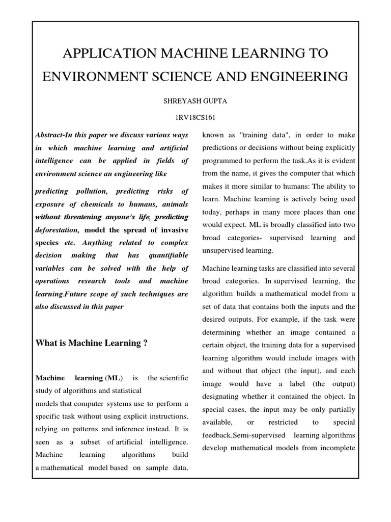 Machine Learning in Environmental Science | PDF | Machine Learning ...