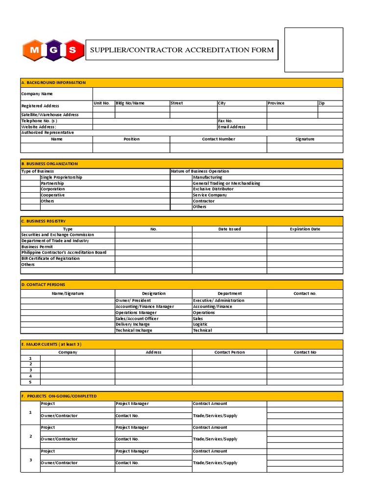 Supplier/Contractor Accreditation Form | PDF | Business | Economies