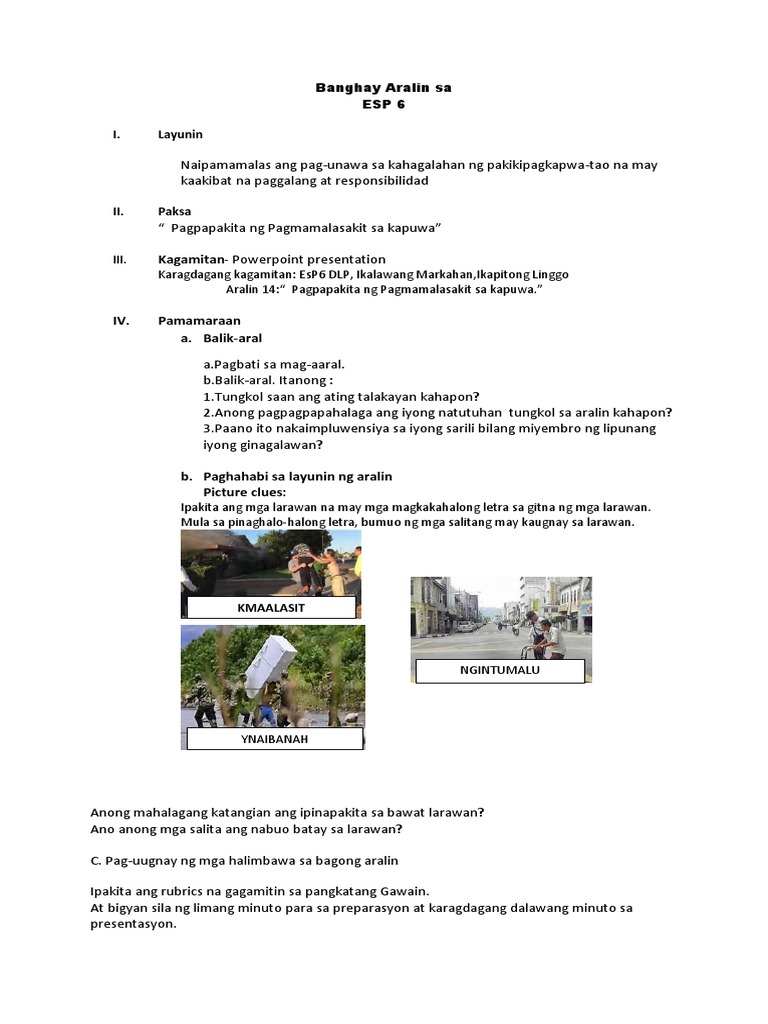 Banghay Aralin Sa ESP