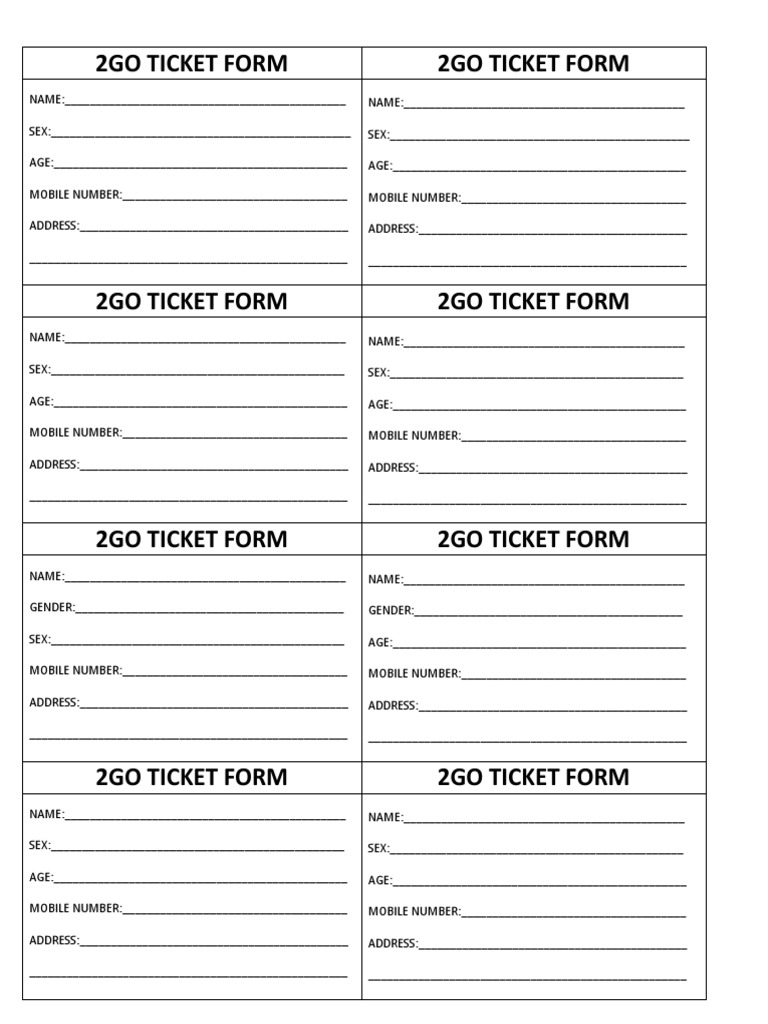 2go Ticket Form 2go Ticket Form | PDF | Gender | Gender Studies