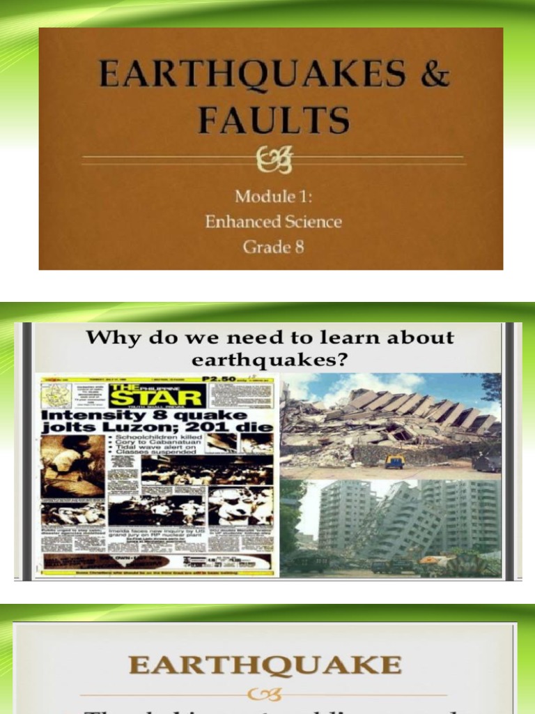 EARTHQUAKES AND FAULTS (Grade-8 Science) | PDF