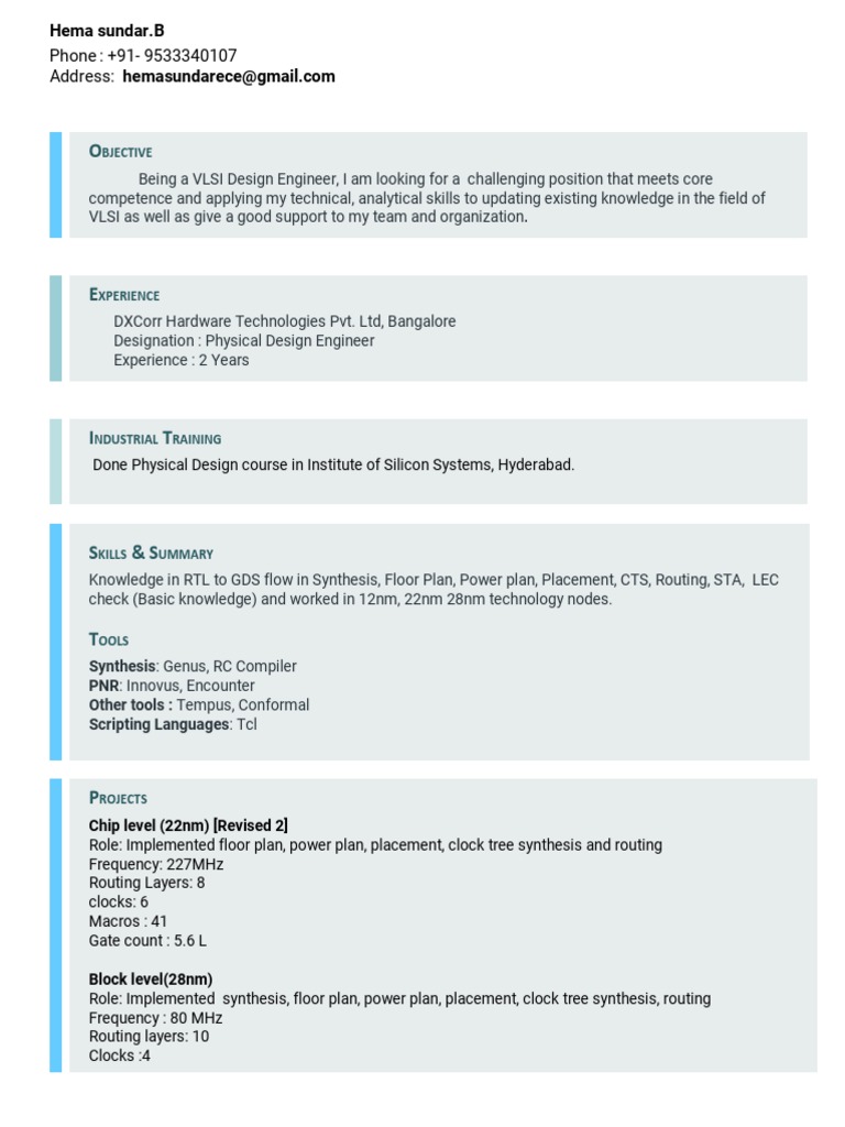 Physical Design Resume | PDF