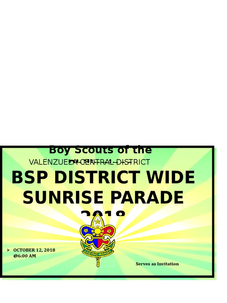 BSP District Wide Sunrise Parade 2018: Boy Scouts of The Philippines | PDF | Sports & Recreation