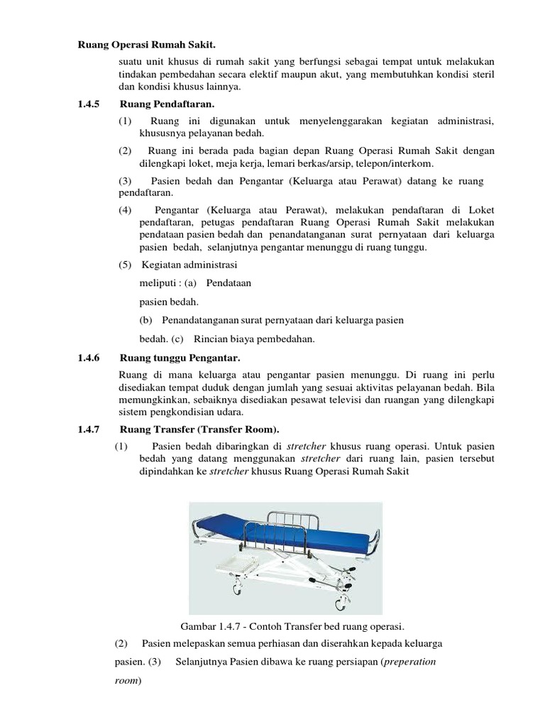 Fasilitas dan Fungsi Ruang Operasi | PDF
