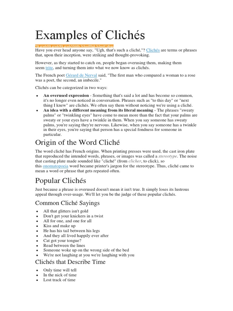 Examples of Clichés | PDF | Idiom | Semiotics