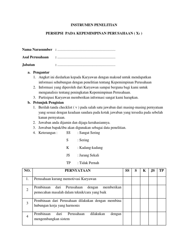 Instrumen Angket | PDF