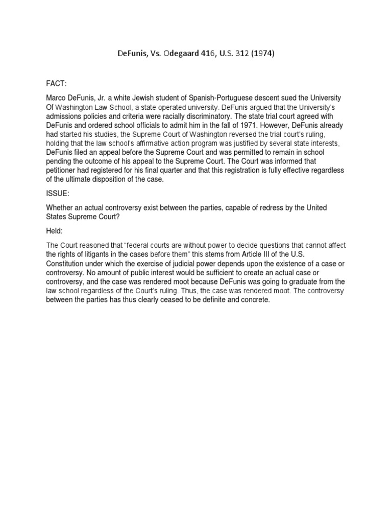 DeFunis Vs Odegaard | PDF | Law