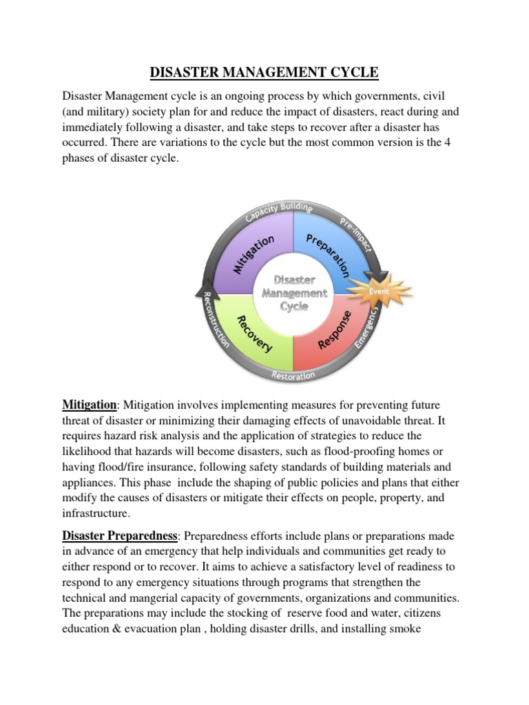 Disaster Management Cycle Overview | PDF | Emergency Management | Emergency