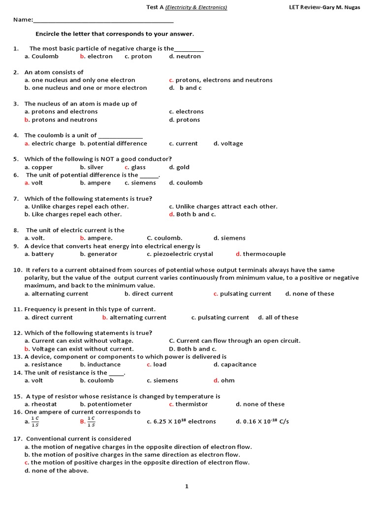 Electricity & Electronics LET Review | PDF | Series And Parallel ...