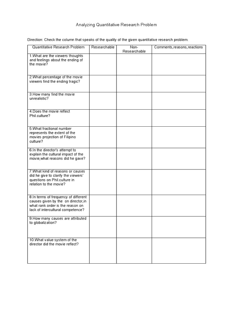 Analyzing Quantitative Research Problem | PDF