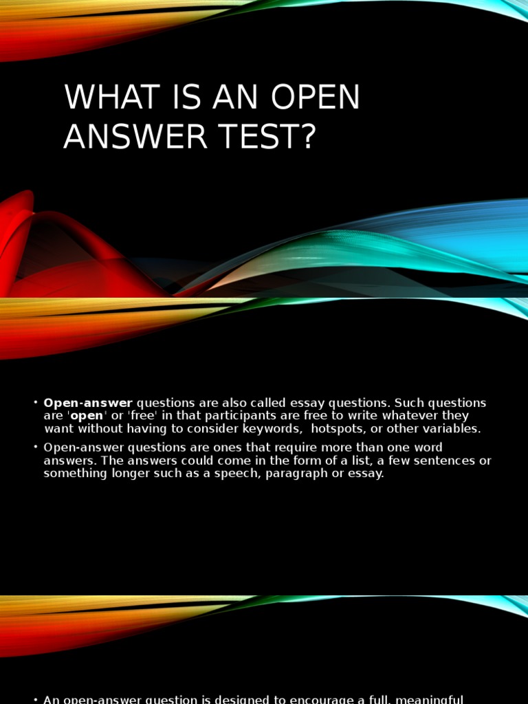 What is an open answer test | PDF