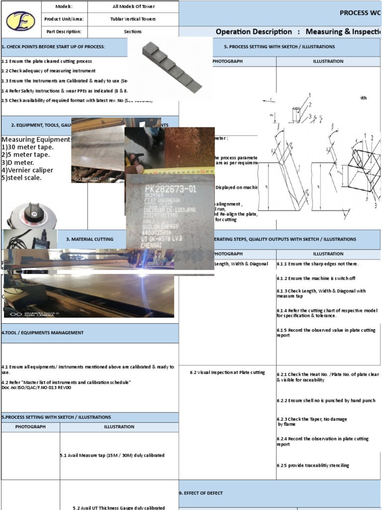 Plate Cutting Work Instructions | PDF | Calibration | Personal ...